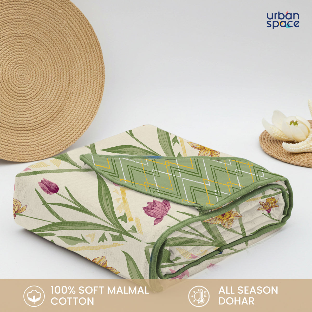 Buy Malmal Cotton Dohar Summer Blanket – Spring Sage