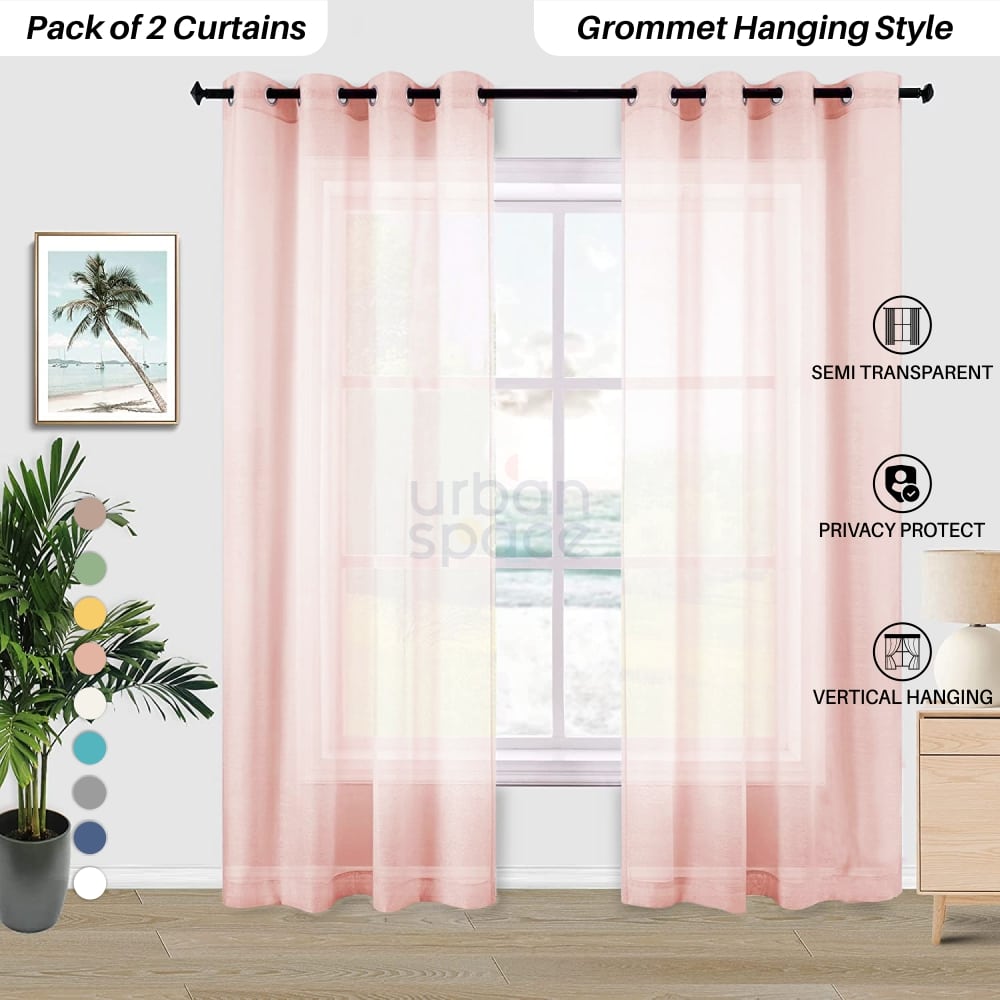 Buy Salmon Pink Sheer Curtains for Living Room Bedroom Urban Space