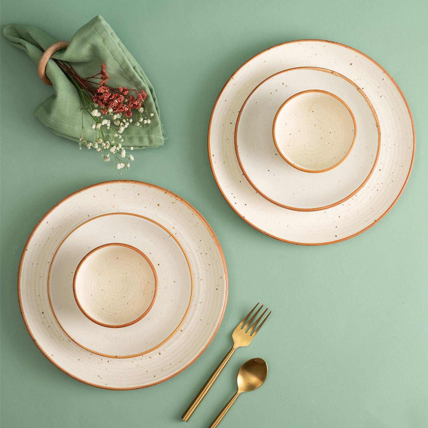 Buy Handmade Beige 6 Piece Ceramic Full Dinner Set Online | Urban Space