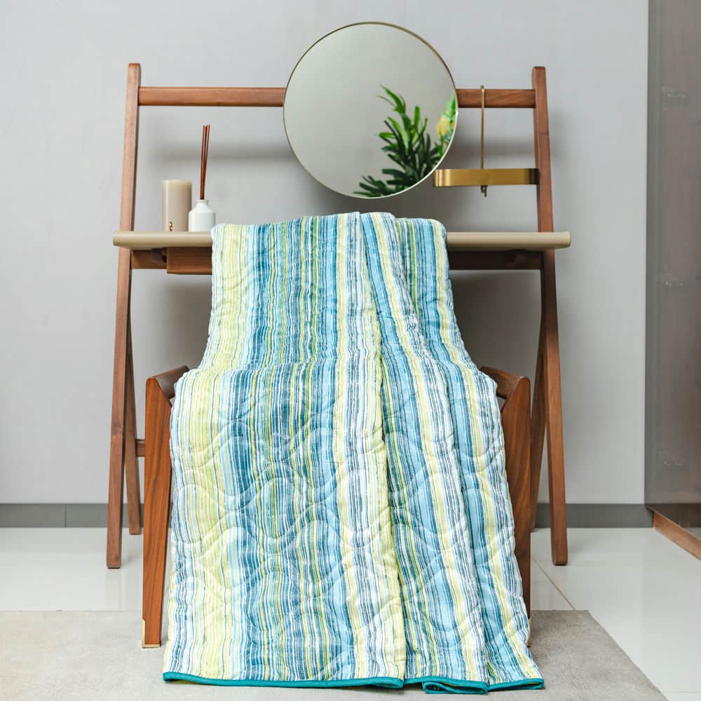 Aqua Green Cotton Double Bedsheet and AC Blanket Combo pack