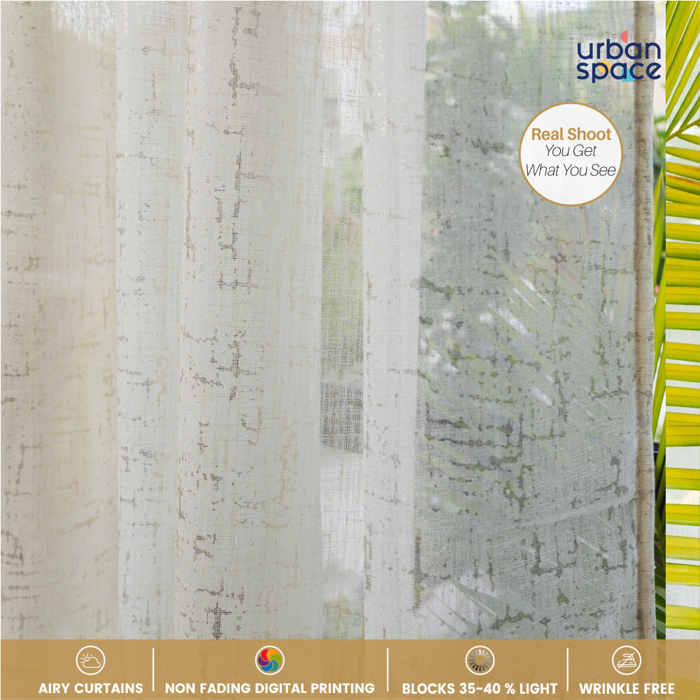 Sparkle Linen Textured Sheer Printed Curtains | Urban Space