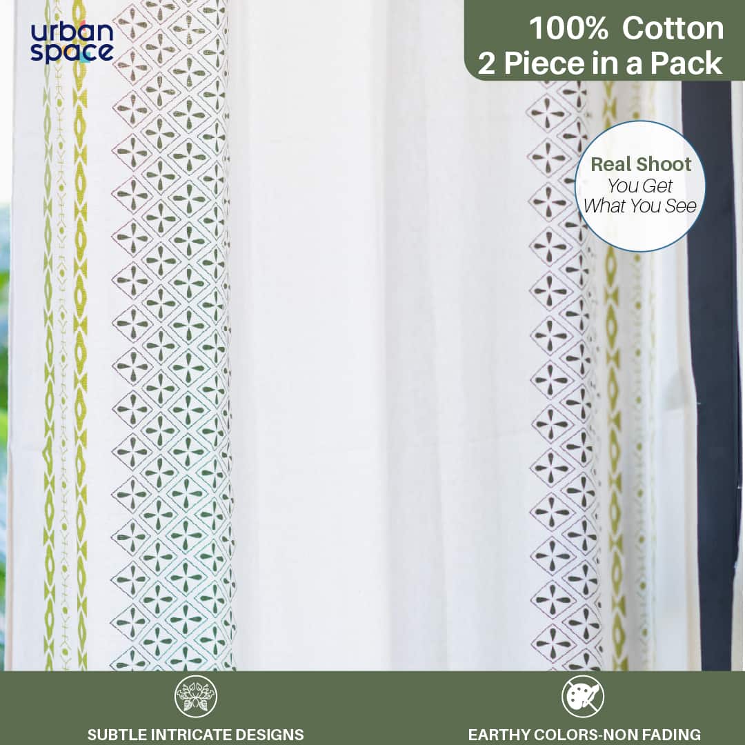 Urban Space 100% Cotton Curtains , Bedroom Curtains, Room Darkening ...