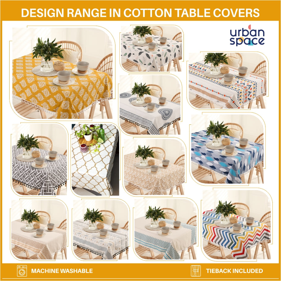 Yellow Star Cotton Table Cover & Table Runner for 4 & 6 seater dining table